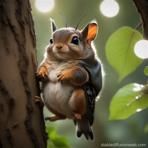 Glowing Firefly Water Bug Creature On Fallen Tree At Dawn Stable