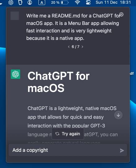Interact With ChatGPT From Your MacOS Menu Bar