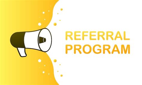 Premium Photo Referral Program Sign Flat Yellow Megaphone Sign