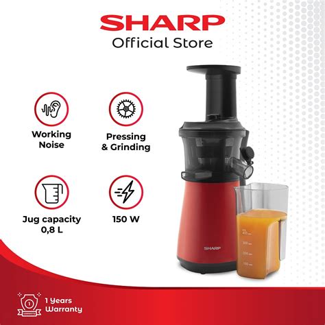 Jual Sharp Ej C20y Rd Slow Juicer Healsio Easy Cleaning 800ml 150 Watt
