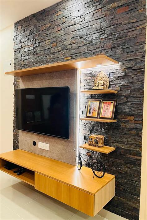 Rustic Slate Stone Tv Unit Design Myt089