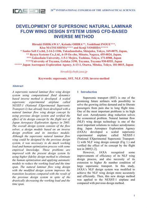 Pdf Development Of Supersonic Natural Laminar Flow Wing Design System