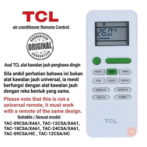Tcl Air Conditioner Remote Control Original Or Replacement Remote