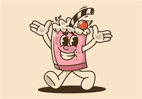 Premium Vector Vintage Illustration Of Float Drink Mascot Character With Happy Face