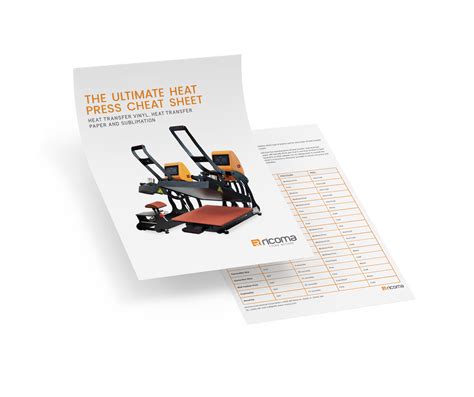 Heat Press Cheat Sheet