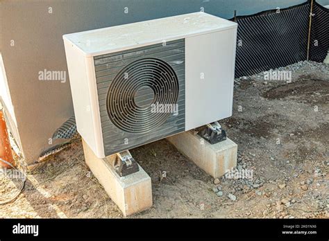 Outside Module Of An Heat Pump Heating Unit At A Construction Site In