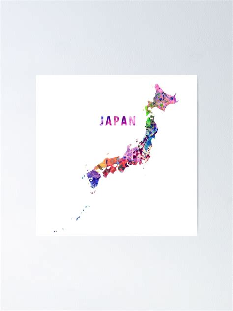 Watercolor Japan Map Poster By Purplesparrow Redbubble