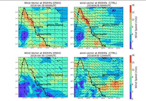 Wind Vector Distribution At 850 Hpa From Left Era5 And Right Wrf