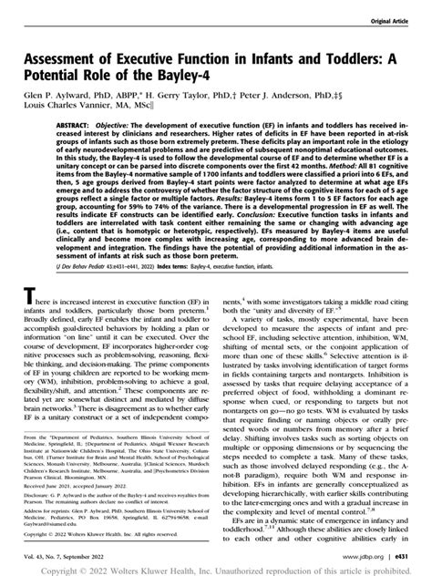 Executive Function Assessment In Infants Pdf Principal Component