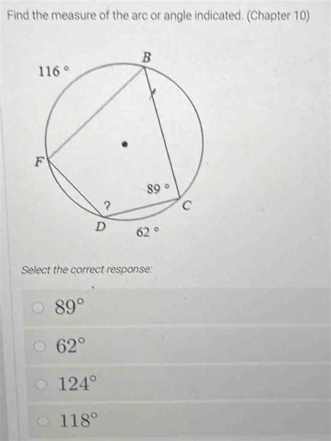 Solved Find The Measure Of The Arc Or Angle Indicated Chapter 10