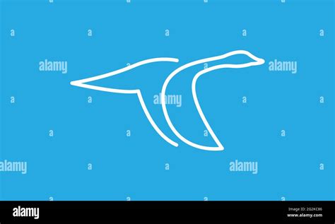 Continuous Line Bird Goose Fly Logo Vector Icon Illustration Design