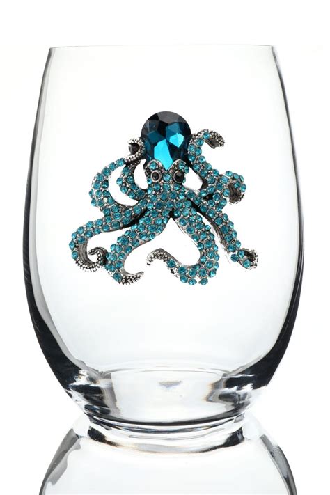 The Queens Jewels Octopus Jeweled Wine Glass Unique T Etsy