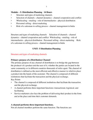 Module Mktg Mgmt Notes On Module Mktg Mgmt Module Introduction Hours Meaning
