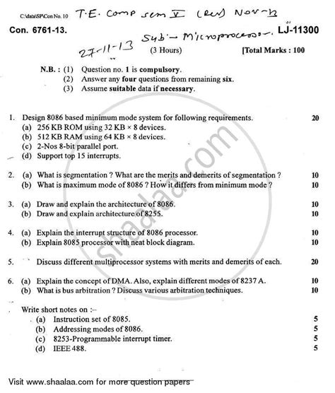 Microprocessors 2013 2014 Be Computer Engineering Semester 5 Te Third Year Old Question Paper