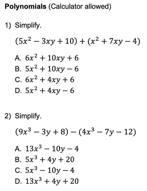 Ged Polynomials Practice Get Sum Math