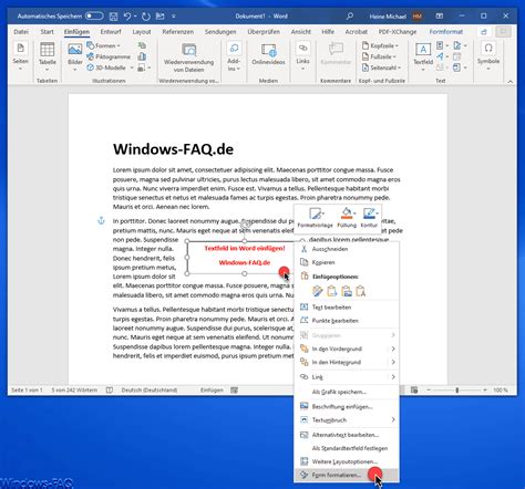 Word Textfeld einfügen Windows FAQ