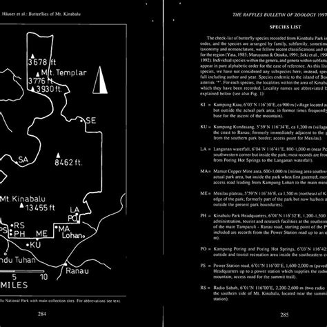 Fig L Map Of Mt Kinabalu National Park With Main Collection Sites