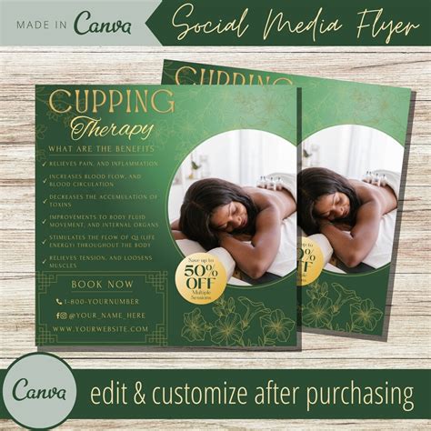 Cupping Therapy Flyer Template Instagram Editable Massage Cupping