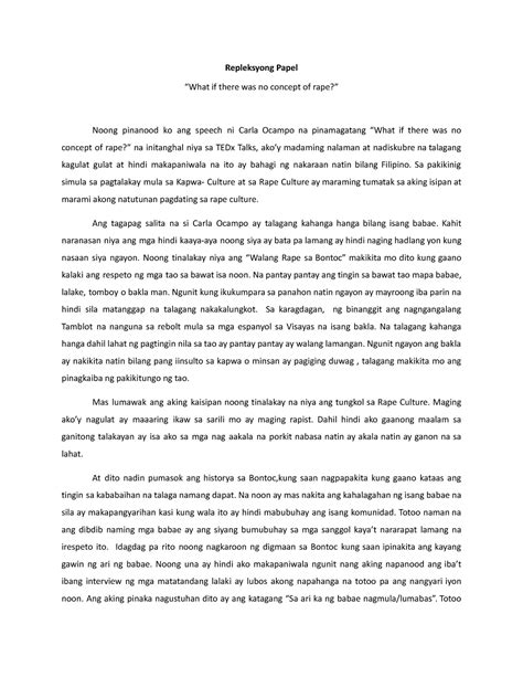 Refelction Paper Video Repleksyong Papel “what If There Was No