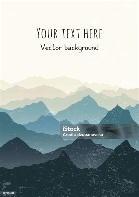 아름 다운 산 풍경입니다 텍스트에 대 한 공간을 가진 수직 자연 배경입니다 산에 대한 스톡 벡터 아트 및 기타 이미지 산 전단지 안개 Istock
