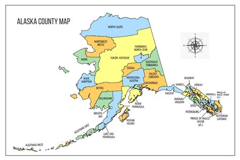 35x24in Alaska County Map 【rolled Canvas】