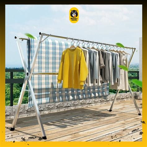 【foldable Extendable】ampaian Baju Stainless Steel 240cm Double Pole