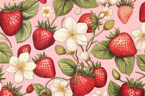 Vintage Drawing Of Strawberry Smoothie Pattern Backgrounds Flower Fruit