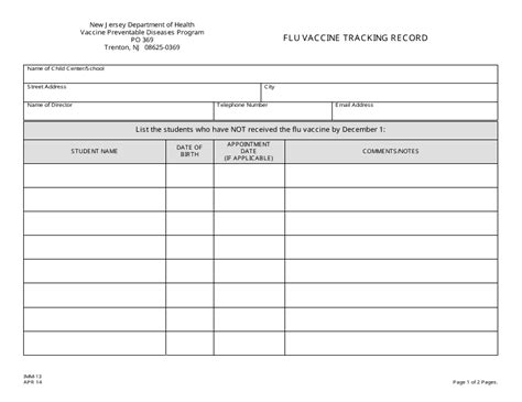 Flu Vaccine Templates Pdf Download Fill And Print For Free