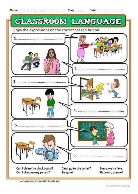 Classroom Language Activities Classroom Language Classroom