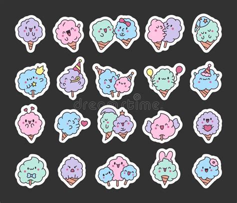 Cute Cotton Candy With A Smile Sticker Bookmark Stock Vector