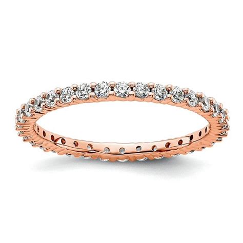 14k Rose Gold Polished Size 55 Shared Prong 12 Carat Diamond Eternity