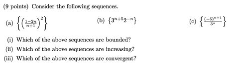 solved 9 points consider the following sequences a