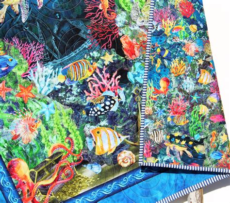 Ocean Quilt Kit Panel Fabrics Sea Fish Octopus Whales Etsy