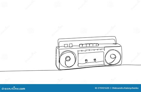 Record Player Tape Recorder One Line Art Continuous Line Drawing Of