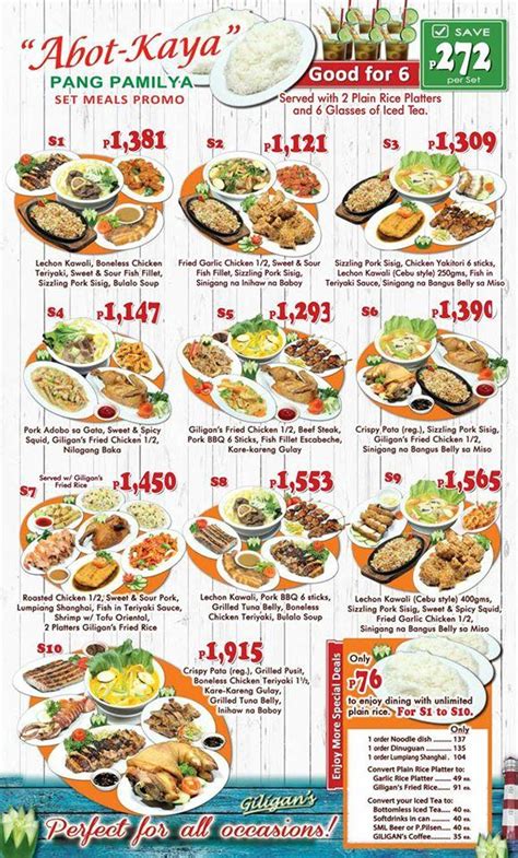 Menu At Giligans Restaurant Binangonan