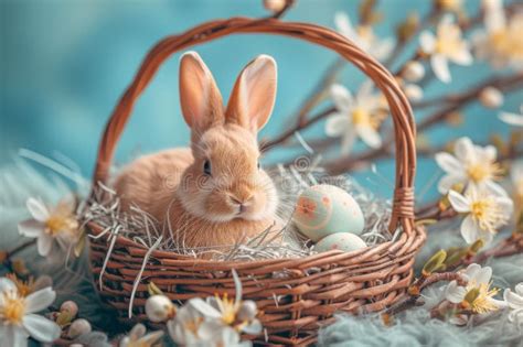 Happy Easter Cosmos Eggs Rebirth Basket Easter Bunny Laughter Easter Rose Hare On Meadow With