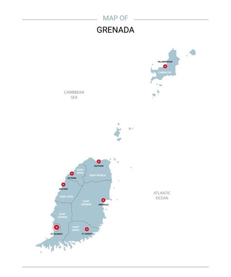 Grenada Vector Map Editable Template Regions стоковая векторная