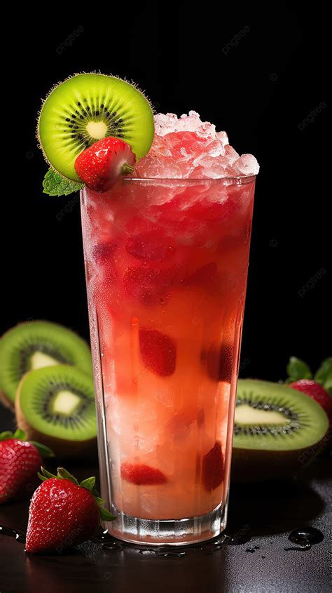 상큼한 딸기와 키위 칵테일과 얼음 배경 배경 화면 및 일러스트 무료 다운로드 Pngtree