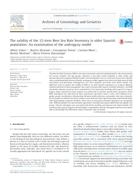 Pdf The Validity Of The 12 Item Bem Sex Role Inventory In Older