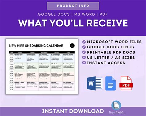 New Hire Onboarding Calendar Template Probiztemplates