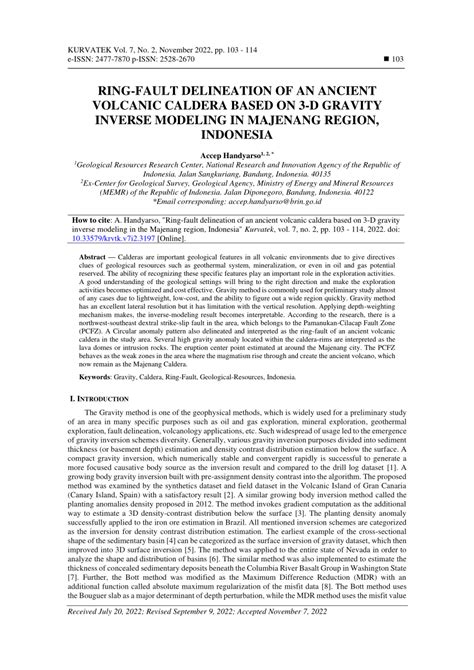 Pdf A Ring Fault Delineation Of An Ancient Volcanic Caldera Based On