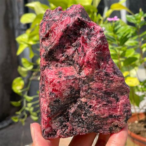 294lb Large Rough Stone Natural Red Black Rhodonite Quartz Crystal