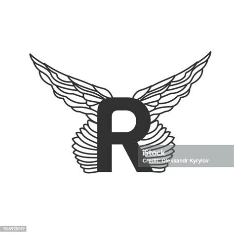 날개 달린 우아한 다이나믹 문자 R 선형 디자인 모든 교통 서비스나 스포츠 분야에 사용할 수 있습니다 벡터 일러스트 레이 션에