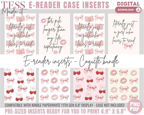 Kindle Insert Printable E Reader Case Insert Digital E Reader Design Insert Ebook Inserts Png
