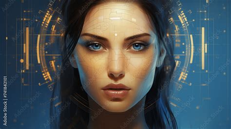 Golden Ratio Female Blueprint Face And Abstract Lines Stock Illustration Adobe Stock