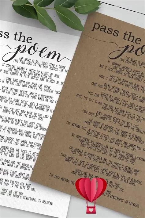 Pass The Poem Bridal Shower Games Rustic Kraft Bridal Shower Etsy