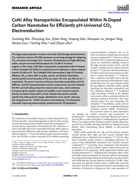 Coni Alloy Nanoparticles Encapsulated Within N‐doped Carbon Nanotubes For Efficiently Ph