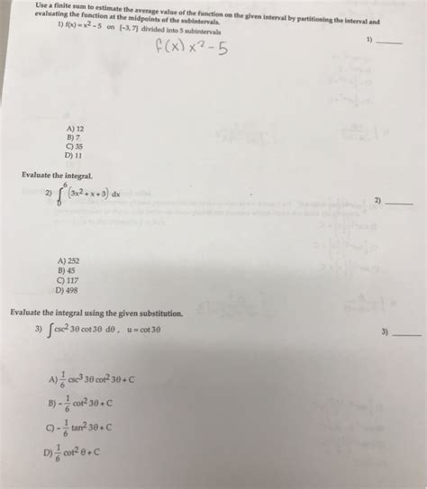 Solved Use A Finite Sum To Estimate The Average Value Of The
