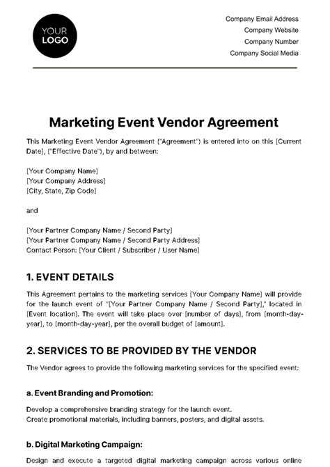 Free Marketing Agreement Templates Editable And Printable