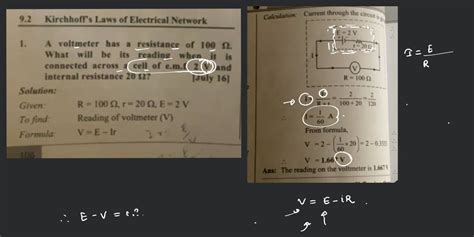 9 2 Kirchhoff S Laws Of Electrical Network1 A Voltmeter Has A Resistanc
